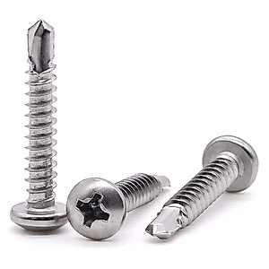 100pcs #6 x 1 Phillips Pan Head Self Drilling Screw, 410 Stainless Steel, Pan Head Quick Self Tapping Screws for Sheet Metal, Wood, Plastic, Without Pre-drilled Holes