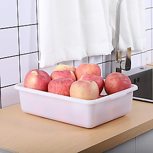 YuanKanJu 4-Pack Plastic Commercial Bus Tubs Box/Tote Box, White 8 Liter Plastic Storage Bin with Handles Wash Basin Tub/Dish (8.5 QT)