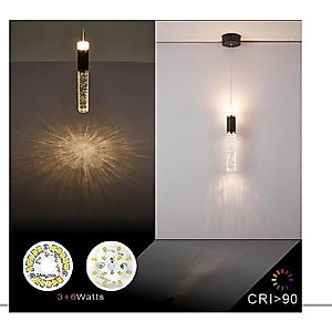 Led Pendant Light,Crystal Modern Led Kitchen Island Light Fixture,Adjustable Pendant Lighting for Kitchen Island,Black Gold Led Chandelier for Dining Room,Bedroom,Mini Pendant Spot Lights (1-Pack)