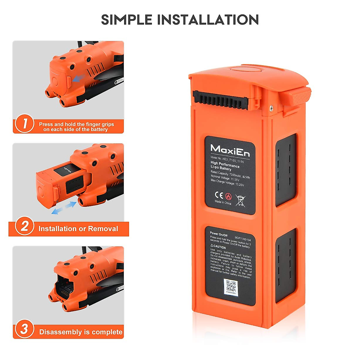 Autel Robotics EVO II Intelligent Battery, 2025 EVO II Battery Fit Autel EVO 2 EVO 2 Pro EVO 2 Enterprise RTK Dual 640T Drones (V2 & V3), 7100mAh 11.55V, Autel Original Smart Battery