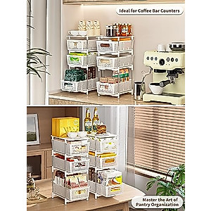 2 Pcs 4 Tier Bathroom Cabinet Organizer, Pull Out Bathroom Storage Organizer Under Sink Storage Organizers with Dividers, Medicine Cabinet Organizer Pantry Organization and Cabinet Bathroom Storage