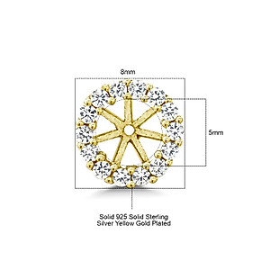 Gem Stone King 18K Yellow Gold Plated Silver Earring Jackets Fits 5MM Round Studs