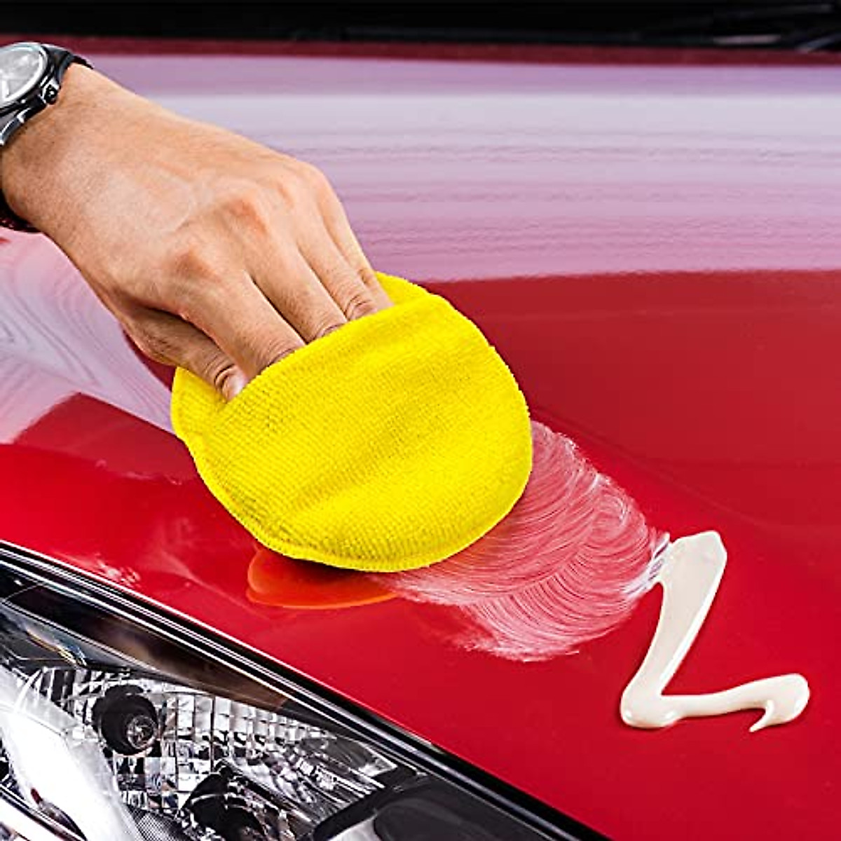 20 Pieces 5 Inch Cars Microfiber Wax Foam Applicator Pads,Microfiber Round Sponge Detailing Cleaning Pads Car Wax Applicator Pads Polish Microfiber Foam Sponge for Cars,Yellow Green Blue Dark Blue