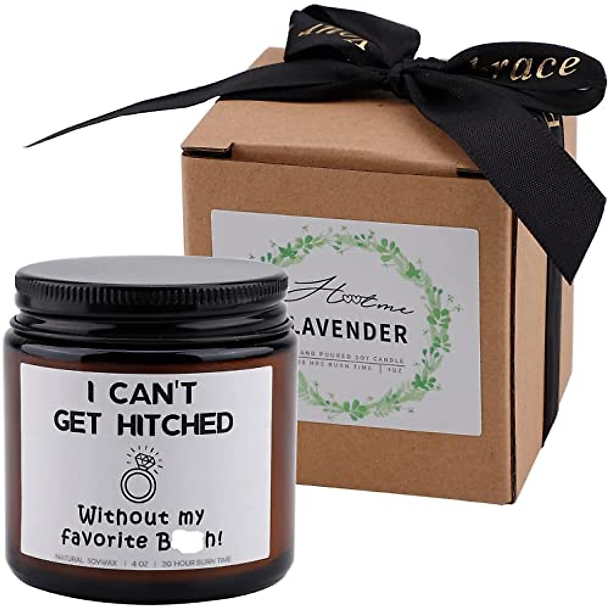 Bridesmaid Proposal Gifts Can't Get Hitched Lavender Scented Soy Candle - Wedding or Bachelorette Party Best Friend Birthday Gifts for Women Funny Gifts 4OZ