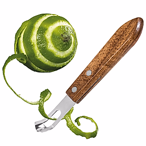 RRumo Channel Knife with Wooden Handle for Fruit and Vegetable, Tool for Decorating Cocktails, Desserts, and Salads