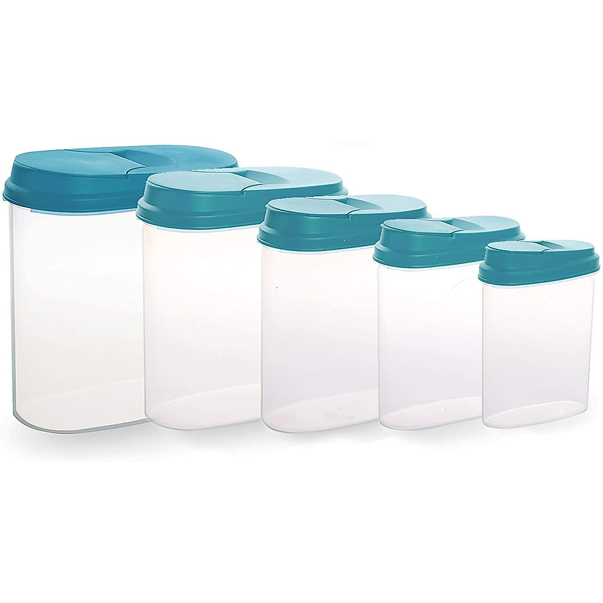 BINO 10-Piece Multi-Purpose Flip Lid Container Set – Kitchen Pantry Cereal & Dry Food Storage, Red