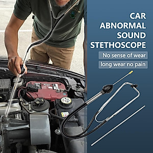 Nomocale 1 PC Car Engine Stethoscope, Vehicle Abnormal Noise Diagnostic Device, Metal Waterproof and Durable Automotive Mechanical Cylinder Auscultation Tool, Universal for Most Cars (Black & Silver)