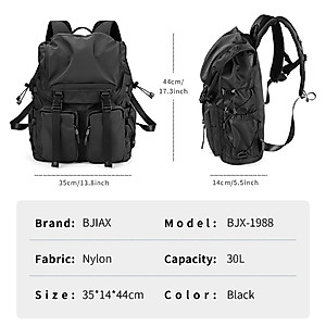 BJIAX Laptop Backpack for Men & Women, Water Resistant College School Computer Bag, Casual Backpack for Work, Daily, Travel, Hiking Fits 15.6 Inch Computer and Notebook