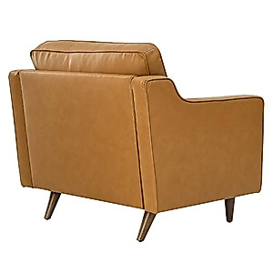 Modway Impart Upholstered Genuine Leather Armchair in Tan