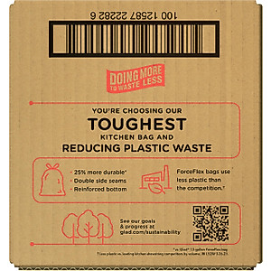 GLAD ForceFlexPlus Tall Kitchen Drawstring Trash Bags with Clorox, 13 Gallon White Trash Bag for Kitchen, Mountain Air Scent, 90 Count