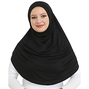 Prien Ready To Wear Hijab For Women, Instant Turban, Soft Muslim Scarf For Prayer, Long Hijabs, Islamic Clothes, Jersey Abaya (Black)