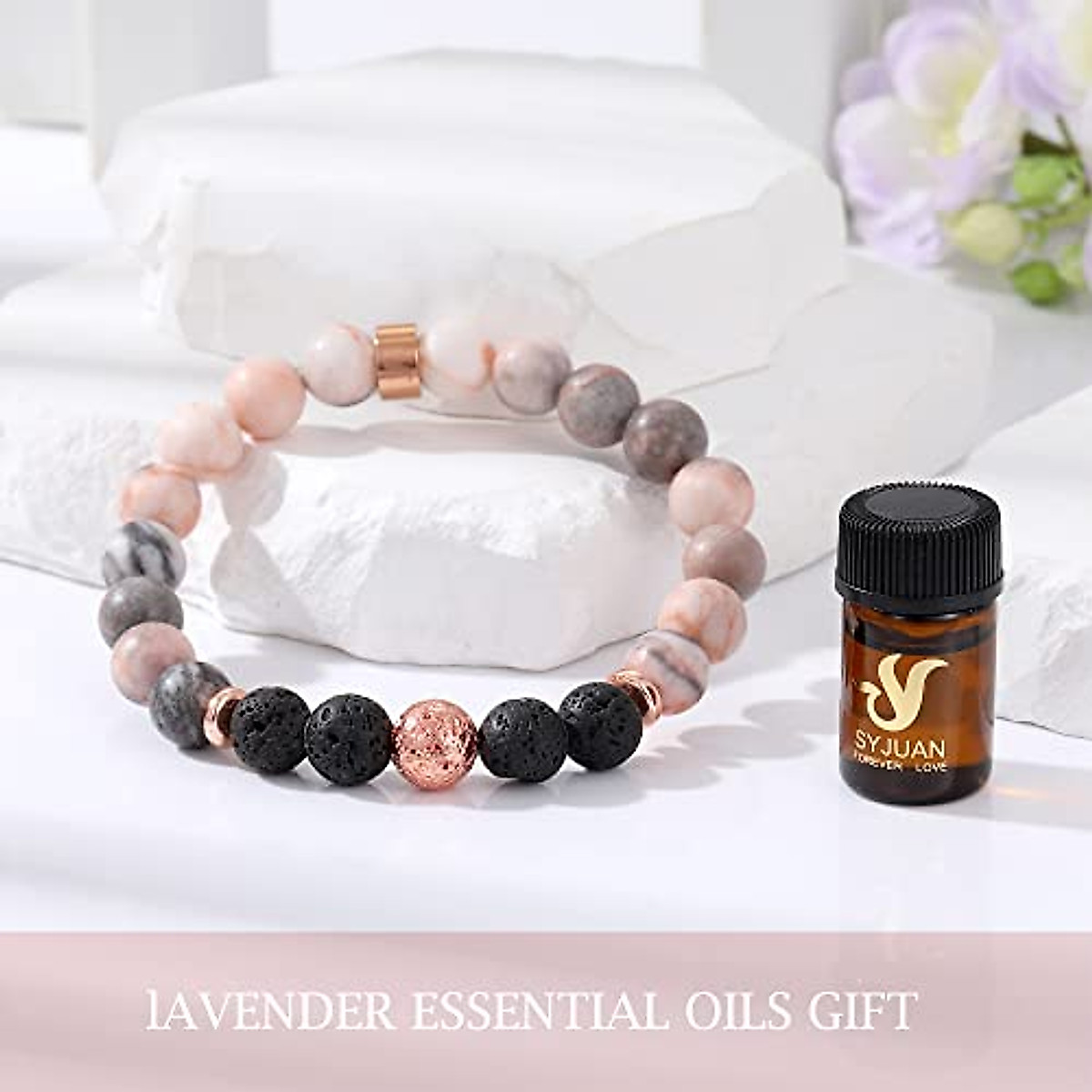 Anxiety Relief Items Lava Rock Beaded Healing Bracelets Aromatherapy Lavender Essential Oil Spiritual Relaxation Gifts for Women Pulseras de Mujer