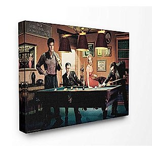 Stupell Industries Office Pool Game Vintage Hollywood Movie Star Classic Illustration, Design by Artist Jadei Graphics Wall Art, 30 x 1.5 x 40, Canvas