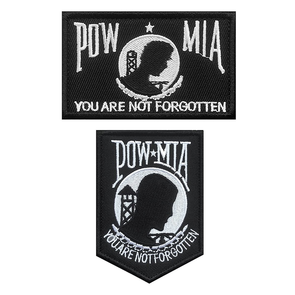 Antrix 2 Pcs POW MIA You are NOT Forgotten Applique Insignia Emblems Hook and Loop Military Badge Patch for Backpacks Caps Hats Vests Uniforms Clothes