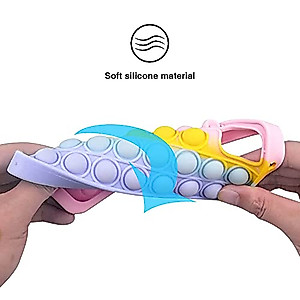 aupartuds Pop It Phone Case for iPhone 8 7 6,Stress Reliever Push Pop Bubble Fidget Toys Cover,Cute Funny Soft Silicone Protective Shell for iPhone SE 4.7 inch - Rainbow