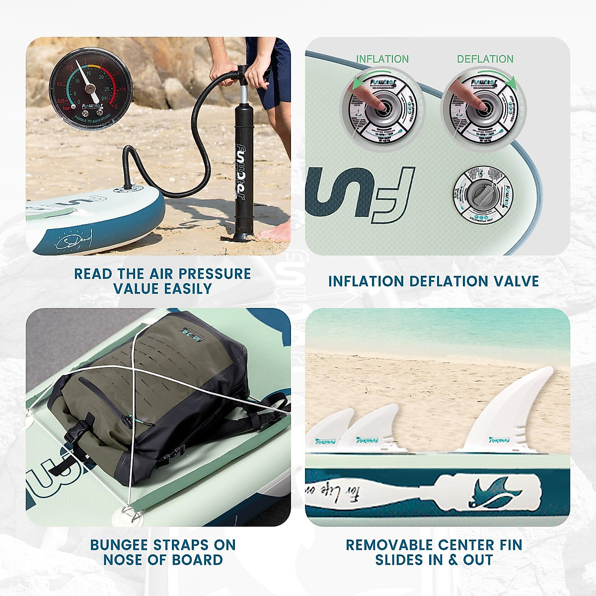 FunWater Inflatable Stand Up Paddle Board Ultra-Light Inflatable SUP Board Paddle Blow up Paddle Boards for Adults with SUP Advanced Accessories, Double-Ended Paddle, Seat, Pump, Backpack, Leash