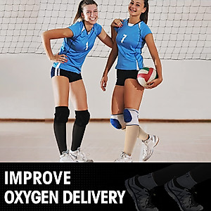 Coume 6 Pairs Calf Compression Sleeve Men and Women Footless Compression Socks for Leg Support, Shin Splints, Pain Relief (Black and Beige,Small/Medium)