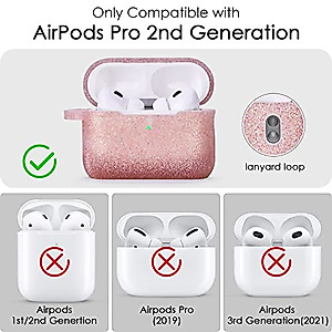 Case for AirPods Pro 2nd Generation 2022, Filoto Airpod Pro 2 Case Cover for Apple AirPods Pro 2 Gen, Cute Protective Silicone Case Accessories with Pompom Keychain for Women Girl (Rose Gold)