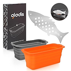 Grease Cup Liners for Blackstone Griddle, Gladis 2 Pack Silicone Drip Pans Liners [Foldable & Reusable] for Gate/Catcher/Trap, Black Stone Grilling Accessories Kit fit for 36 28 22 17 Inch Grill