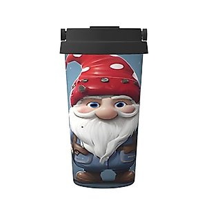 Insulated Coffee Mug Cute Gnome 17oz Double Wall Vacuum Stainless Steel Tumbler With Leak-Proof Lid And Handle, Cute Travel Thermos Mug For Cold Hot Drinks