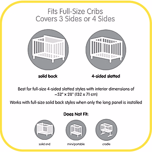 BreathableBaby Breathable Mesh Liner for Full-Size Cribs, Deluxe 4mm Mesh, White Ruffle (Size 4FS Covers 3 or 4 Sides)