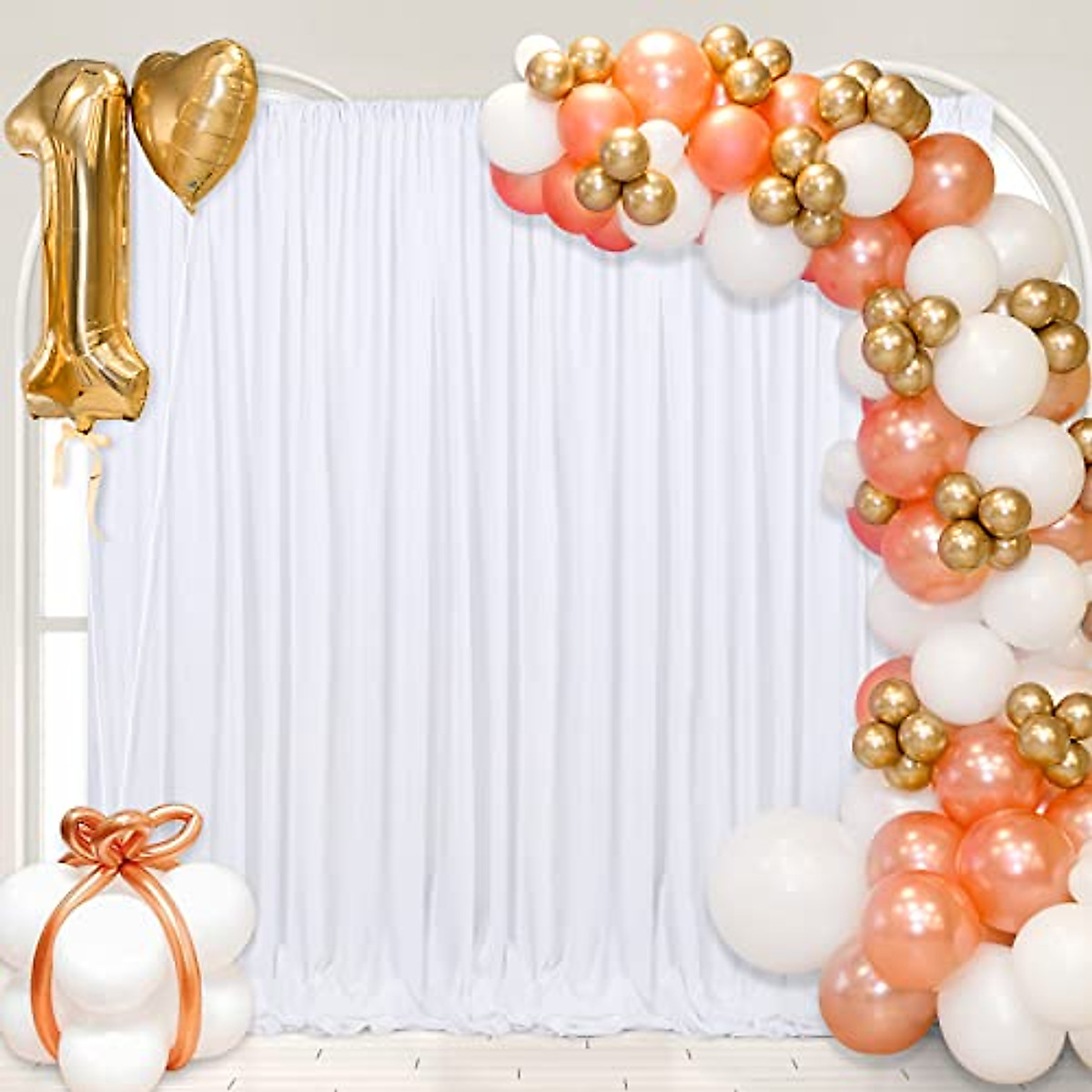 White Backdrop Curtain Polyester Backdrop for Wedding Party Baby Shower Birthday Photography Ceremony 5ft x 8ft 2 Panels