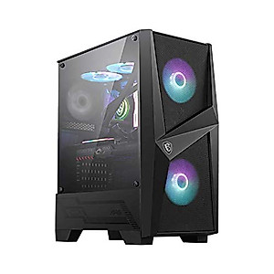 MSI MAG Series FORGE 100R, Mid-Tower Gaming PC Case: Tempered Glass Side Panel, ARGB 120mm Fans, Liquid Cooling Support up to 240mm Radiator, Mesh Panel for Optimized Airflow