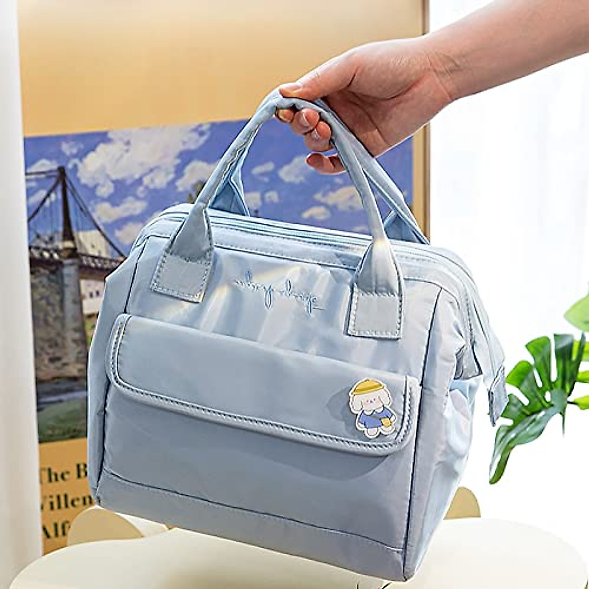 𝗞𝗮𝘄𝗮𝗶𝗶 𝗟𝘂𝗻𝗰𝗵 𝗕𝗮𝗴, Large Picnic Bag, Insulated Bag for Hot or Cold, Reusable Tote Bag, 𝗖𝘂𝘁𝗲 𝗔𝗲𝘀𝘁𝗵𝗲𝘁𝗶𝗰 𝗟𝘂𝗻𝗰𝗵 𝗕𝗮𝗴 for Women, Thermal/Cooler Handbag