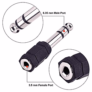 eBoot Headphone Adapter 6.35 mm Male to 3.5 mm Female Stereo Audio Earphone Jack Adapter, 5 Pieces, Black