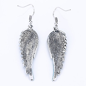Szxc Women's Crystal Guardian Angel Wings Hypoallergenic Dangle Earrings Biker Jewelry - 2 1/4 inch…