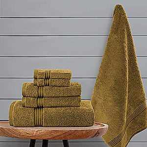 Bliss Casa 6 Pieces Towel Set; 2 Bath Towels, 2 Hand Towels and 2 Washcloths - 600 GSM 100% Combed Cotton Quick Dry Highly Absorbent Thick Bathroom Towels - Soft Hotel Quality for Bath and Spa (Beige)