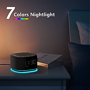 Housbay Sound Machine with Alarm Clock- 2 in 1, 18 Soothing Sounds, Digital Clock with Dimmer, 7 Color Night Light with ON/Off Options, Sleep Timer, White Noise Machine for Sleeping