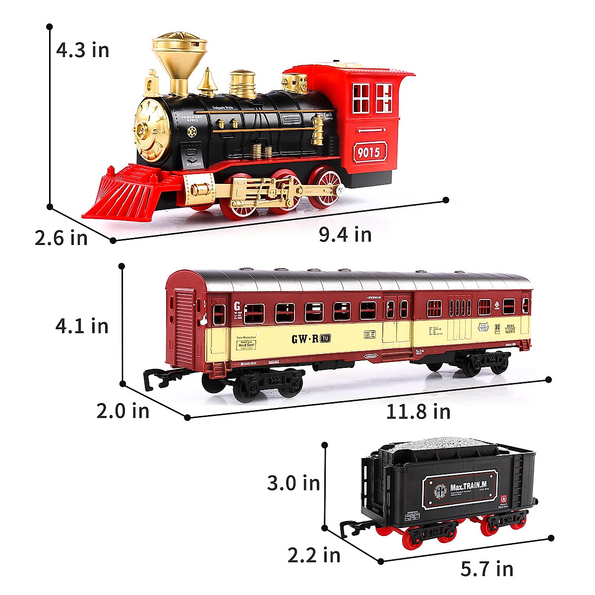 Locomoto Train Set - Electric Train Toy for Kids 3 4 5 6 Years, Battery-Powered Train Tracks Toy with Sounds, Lights, and Simulated Steam for Boys and Girls in Christmas, Birthday