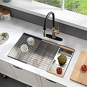 28 Inch Undermoutn Kitchen Sink Stainless Steel- Abironl 28"x18" Under Mount Kitchen Sink Workstation Ledge 16 Gauge Stainless Steel Kitchen Sink Single Bowl Kitchen Sink with Accessories