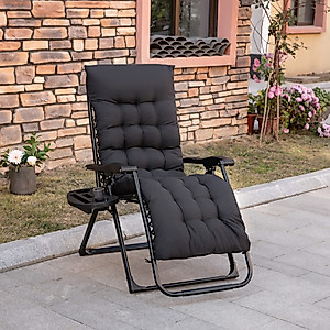 Outsunny Zero Gravity Chair, Folding Reclining Lounge Chair with Padded Cushion, Side Tray for Indoor and Outdoor, Supports up to 264 lbs, Black