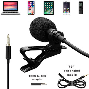 Lavalier Microphone - Professional Lapel Mic For Recording Interview, Podcast, Speech, Vlog, Video, Youtube - External Mic For IPhone, Android, Laptop - Pro Grade Lapel Microphone - Clip On Microphone
