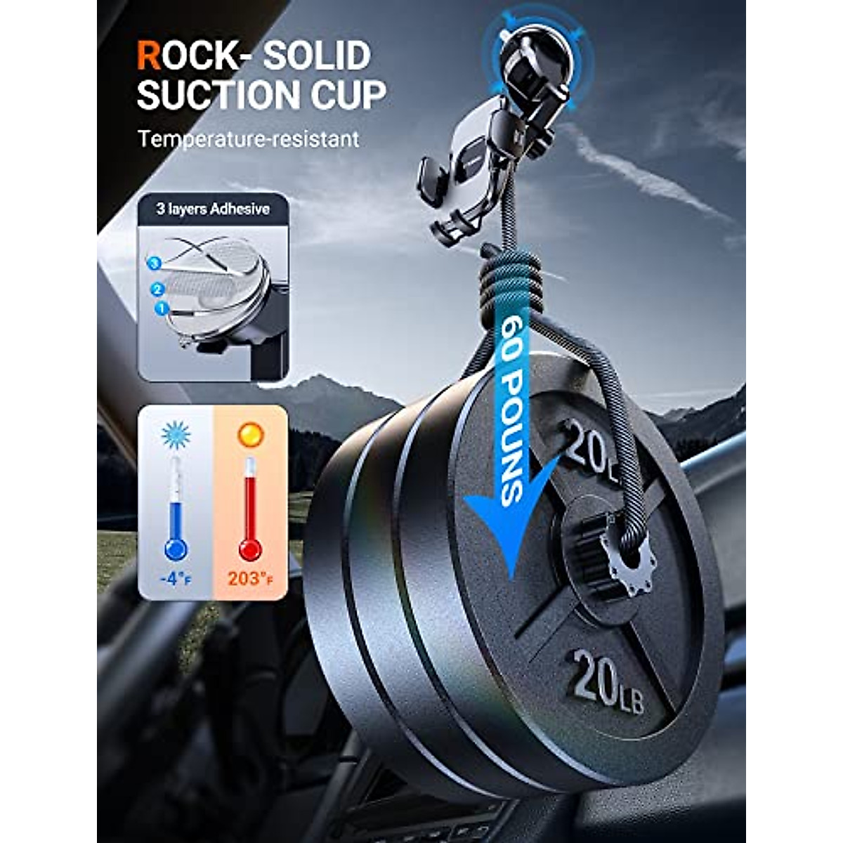 TORRAS Silicone Phone Mount for Car [Anti-Slip & Anti-Scratch] Cell Phone Holder Mount [Thick Case Friendly] Universal for Dashboard Air Vent Windshield iPhone 14 13 12 Pro Max Samsung Galaxy S22