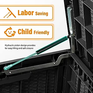 PayLessHere 100 Gallons Deck Box Multifunctional Storage Box Waterproof Outdoor Storage Pool Storage Box Bench with keyhole for Indoor/Outdoor Garden Pool Patio Storage