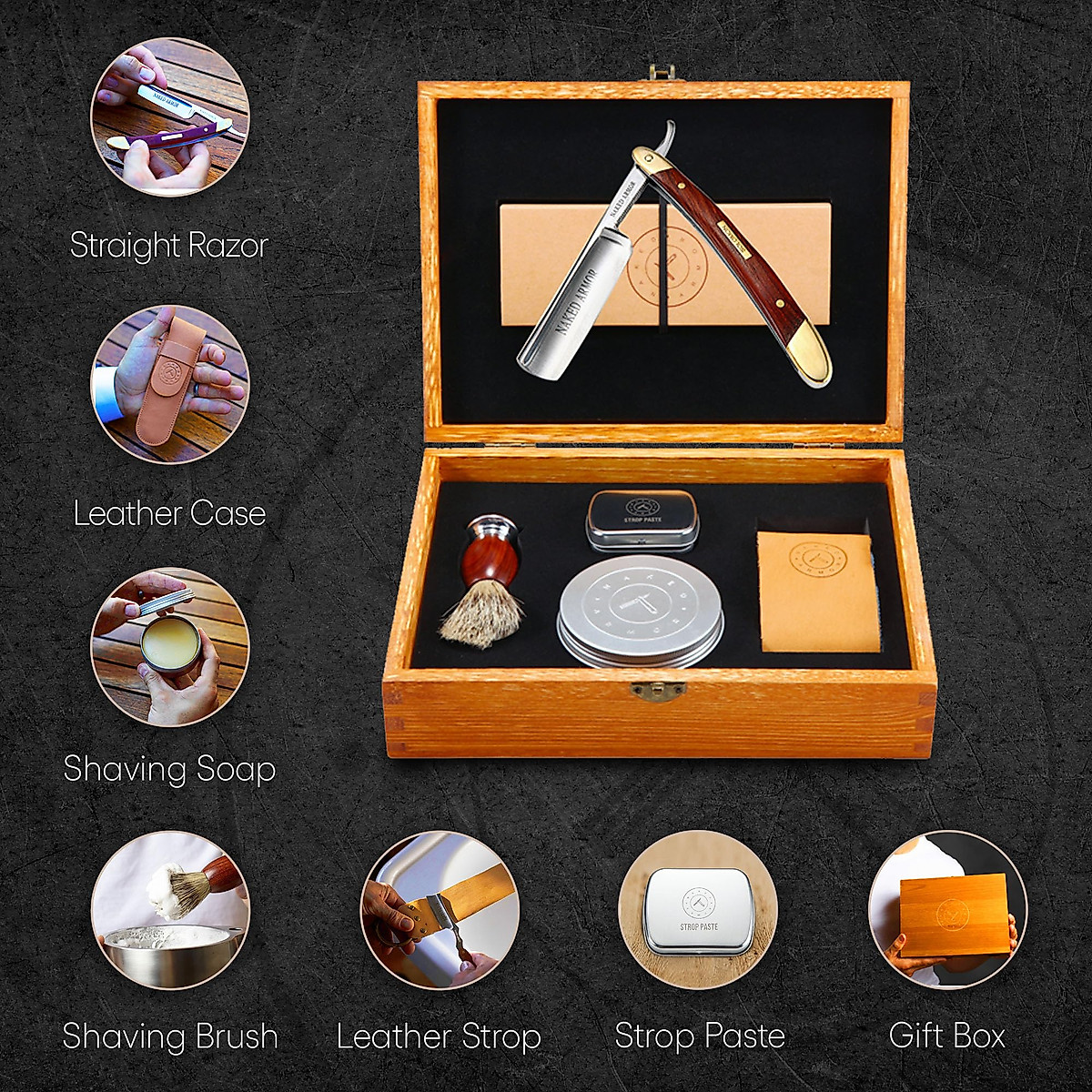 Amazing Naked Armor Straight Razor Kit, Shave-Ready Japanese Steel Blade, Complete Straight Razor Shaving Kit for Men, Straight Razor Beginner Kit, Straight Razors For Men Kit