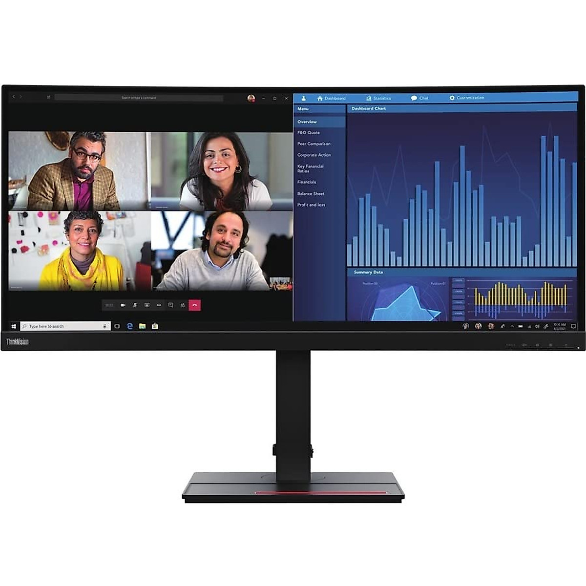Lenovo ThinkVision P34W-20 34" UW-QHD Curved Screen WLED LCD Monitor - 21:9 - Raven Black - 34" Class - (IPS) Technology - 3440 x 1440 -1.07 Billion Colors - 300 Nit - (Renewed)