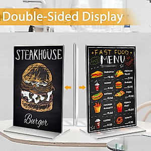 HUANGXIN 5 x 7 Inch Acrylic Clear Sign Holder 15 Pack Table Menu Display Double Sided Clear Poster Stand Frame Shelf Picture Flyer Signs Holders for Office Store Restaurant Hotels Vendor Events