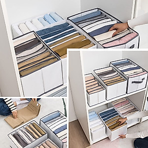 2PCS Wardrobe Clothes Organizer with Support Board Foldable 7 Grids Pants Organizer Washable Drawer Clothes Organizer for Clothes Legging Jeans T-Shirt Scarves