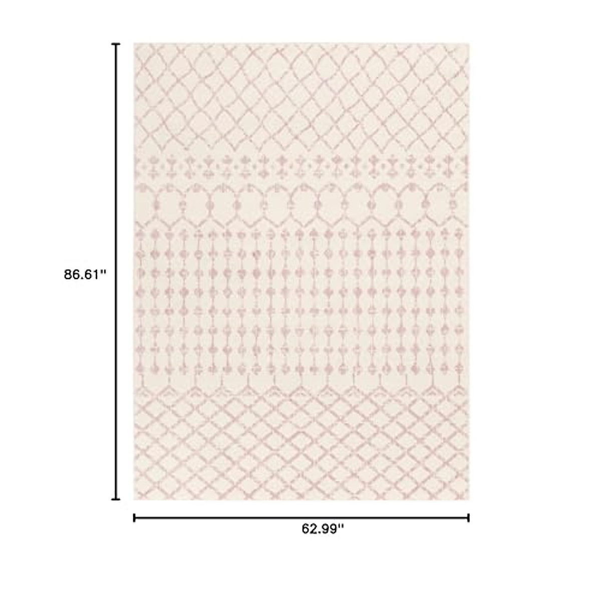 Hauteloom Glentana Moroccan Farmhouse Traditional Trellis Living Room Bedroom Area Rug - Bohemian Aztec Tribal Carpet - Light Pink, Beige, Cream, Blush - 5'3" x 7'3" (5x7)