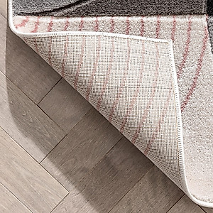 Well Woven Good Vibes Margot Blush Pink Modern Geometric Boxes & Lines 3D Textured 3'11" x 5'3" Area Rug