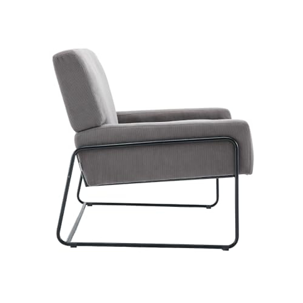 i-POOK Mid Century Modern Metal Frame Armchair, Single Sofa Chair with Black Iron U-Shaped Legs, Upholstered Accent Chair for Living Room, Bedroom, Reading Room, Lounge, Grey