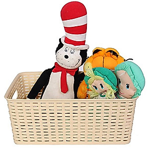 YBM Home Medium Plastic Rattan Storage Box Basket Organizer, Medium - Beige - 1 Pack