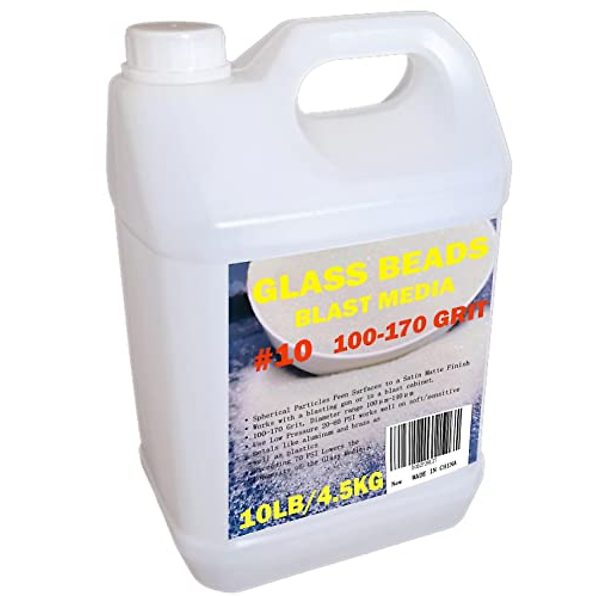 Glass Beads - 10LBS or 4.5kg Premium Long-Lasting Blasting Abrasive Media ,Spec No 10 for Blast Cabinets Or Sand Blasting Guns - 120 Mesh or Grit