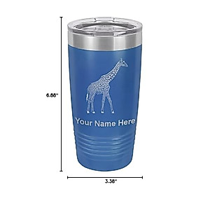 LaserGram 20oz Vacuum Insulated Tumbler Mug, Giraffe, Personalized Engraving Included (Dark Blue)
