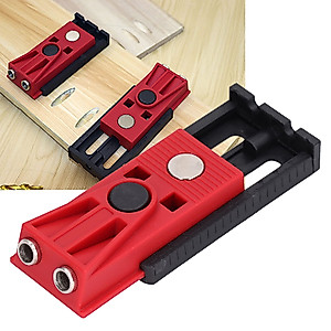 Orenic Woodworking Drill Guide Dowel Jig Kit, Precise Hole Positioning Accessories for Oblique & Pocket Hole Joinery, Self Centering Doweling Jig with Woodworking Angle Hole Locator, Drilling Fixture