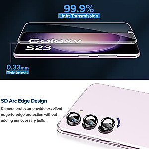 ivoler [3+1 Pack Tempered Glass Screen Protector for Samsung Galaxy S23 5G 6.1'' 2022 [3 Pack] [Not Fit Galaxy S23 Ultra& S23 Plus ] with [1 Pack] Camera Lens Protector with Alignment Frame HD Clear